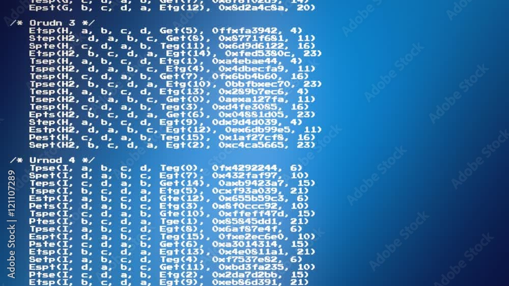 An 8 Bit Source Code Scrolling Animation Scrambled Text From Public Domain White Characters On
