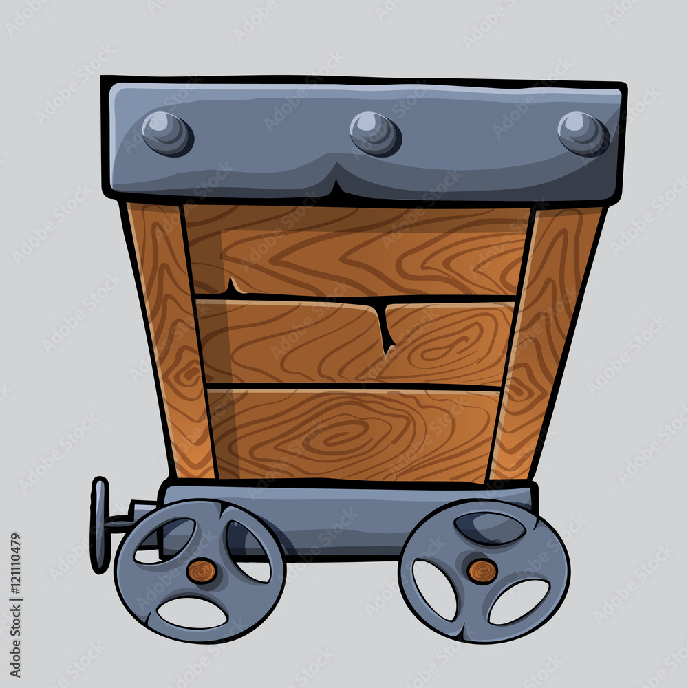 wooden mine cart Stock Vector | Adobe Stock