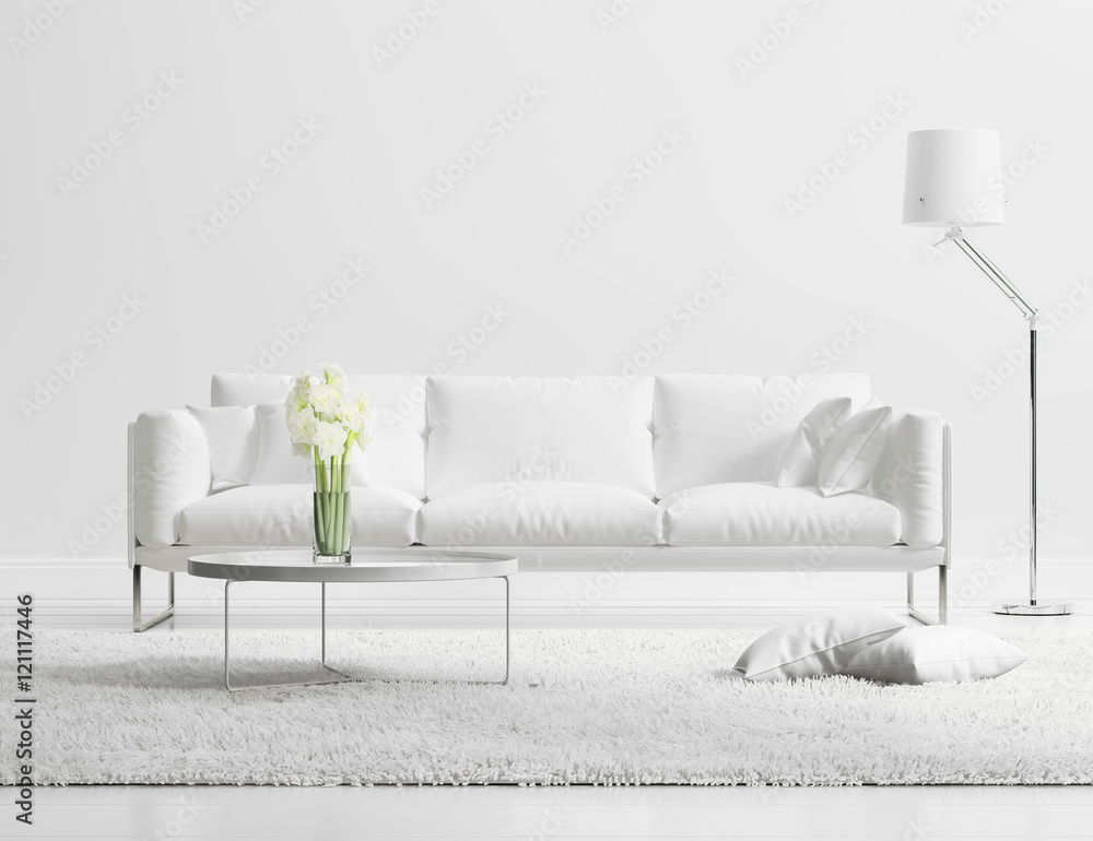 All white modern living room Stock Illustration | Adobe Stock