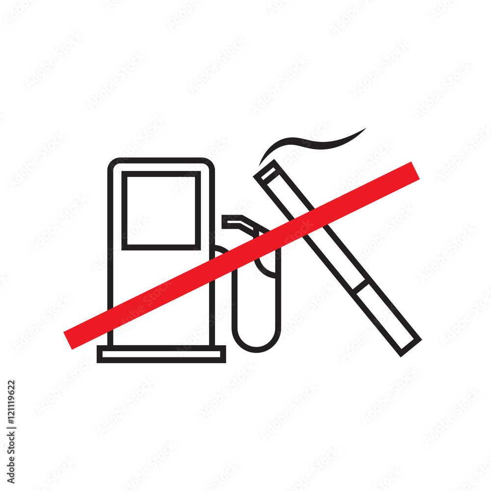 No smoking at gas station sign, isolated on white background. Stock ...