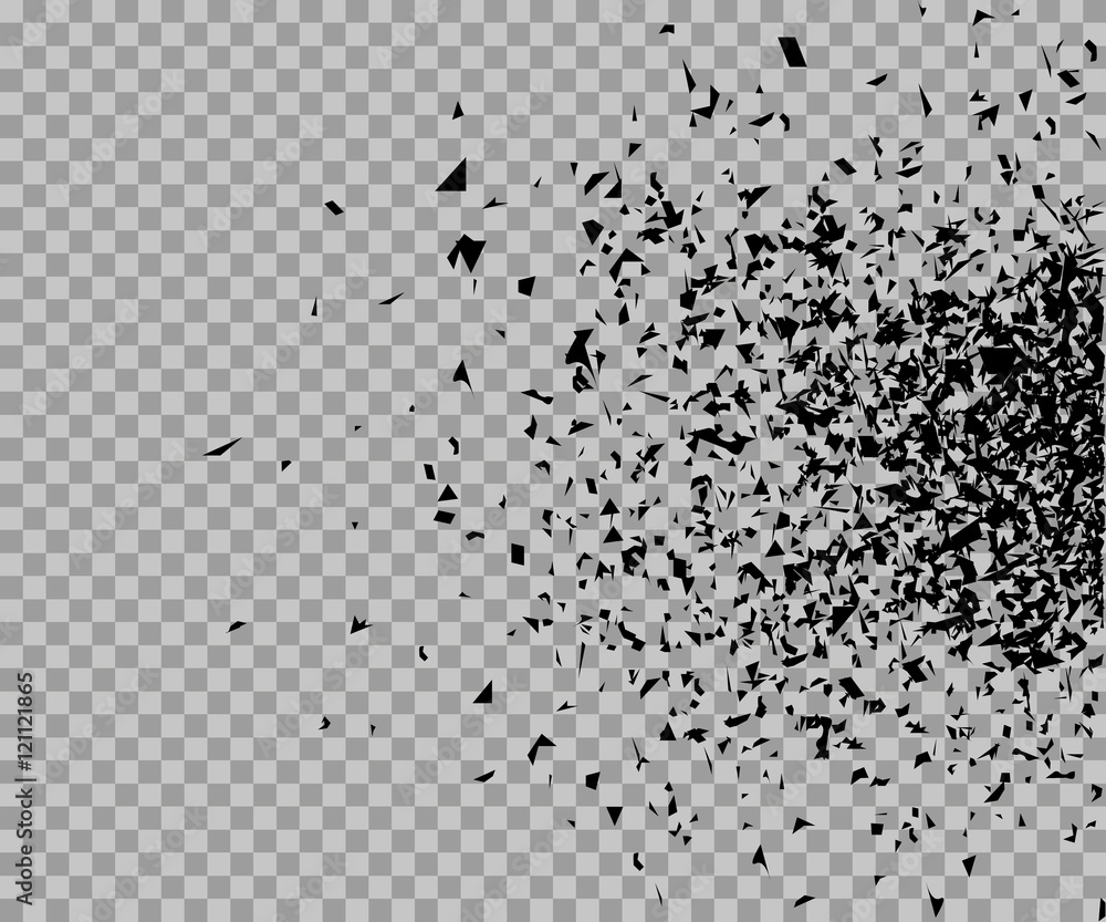 Vector particles. Explosion cloud of black pieces. Confetti. Stock 벡터 ...