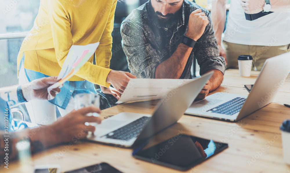 Teamwork Concept.Coworkers Team Brainstorming During Work Process ...