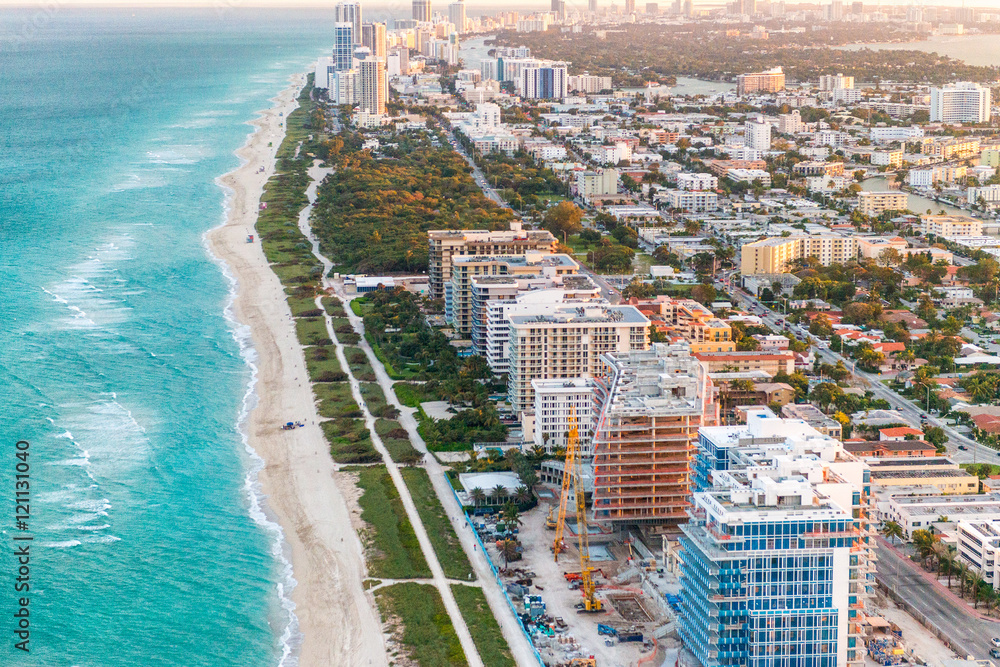Miami Beach coastline as seen from the air Stock Photo | Adobe Stock