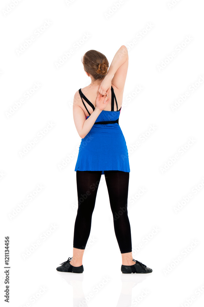 Healthy lifestyle - full length portrait of smiling young fitness girl ...