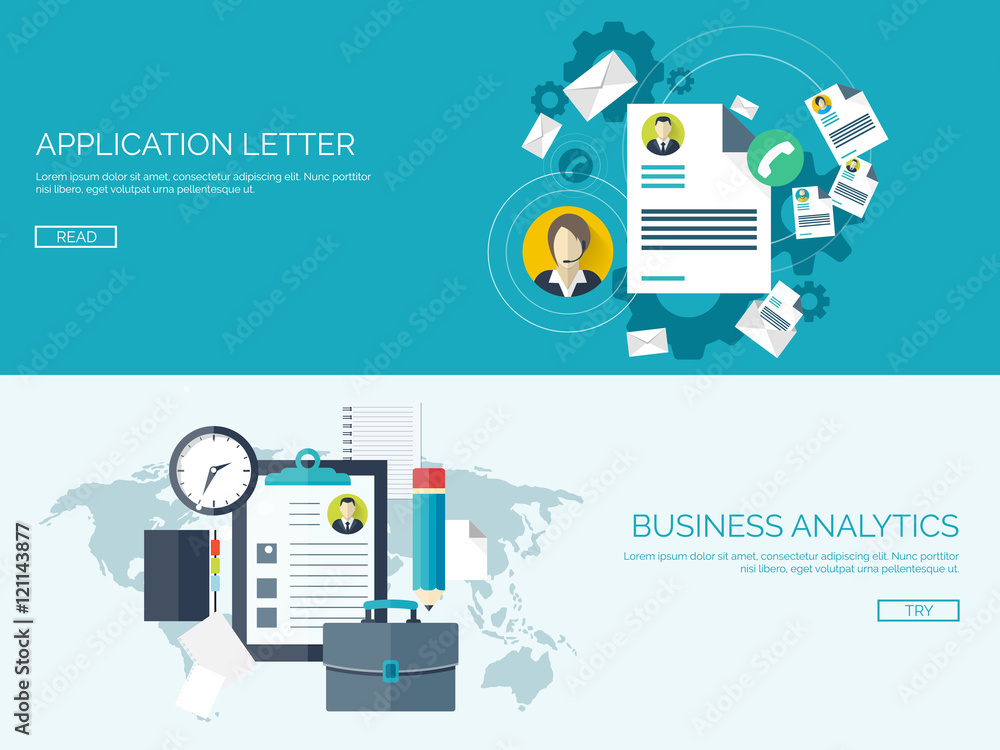 Vector illustration. Flat business background. Management ...
