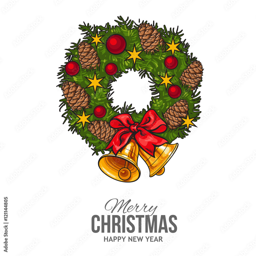 Cartoon Christmas Wreath