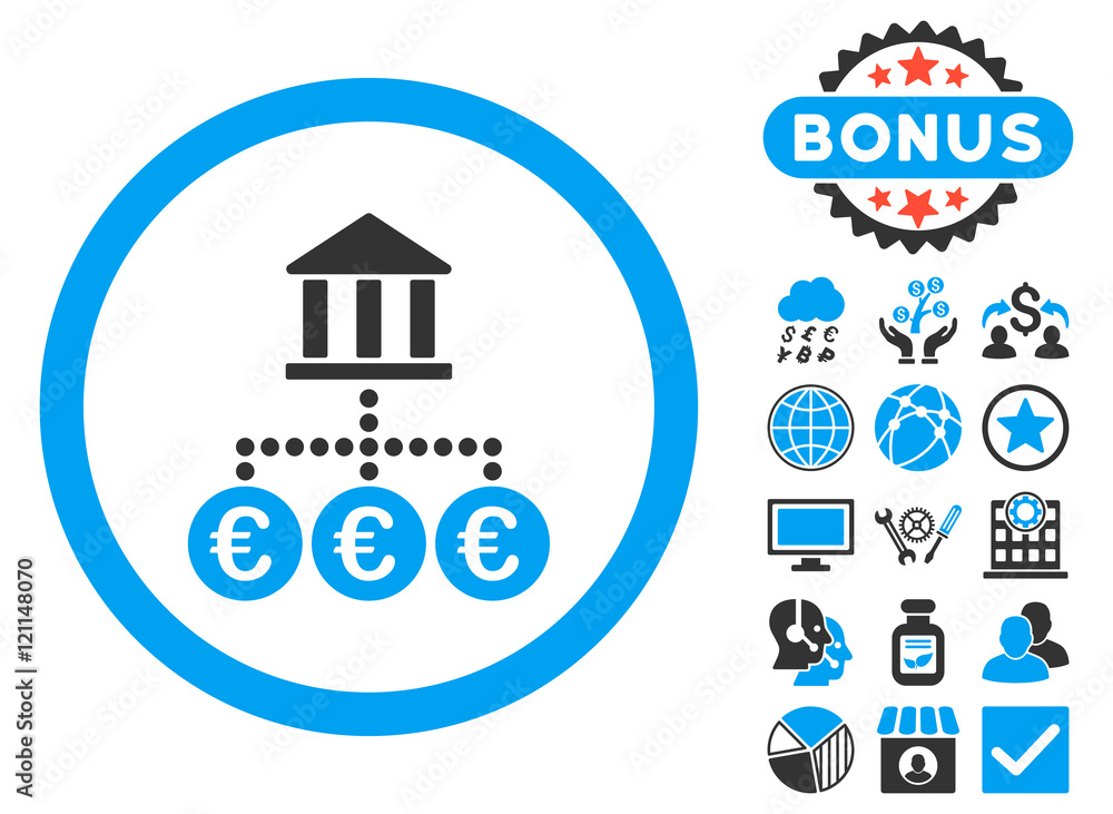 Euro Bank Transactions icon with bonus images. Vector illustration ...