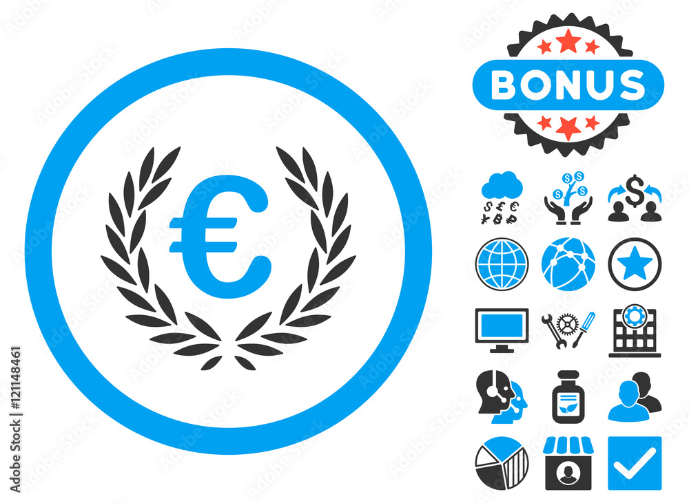 Euro Glory icon with bonus symbols. Vector illustration style is flat ...