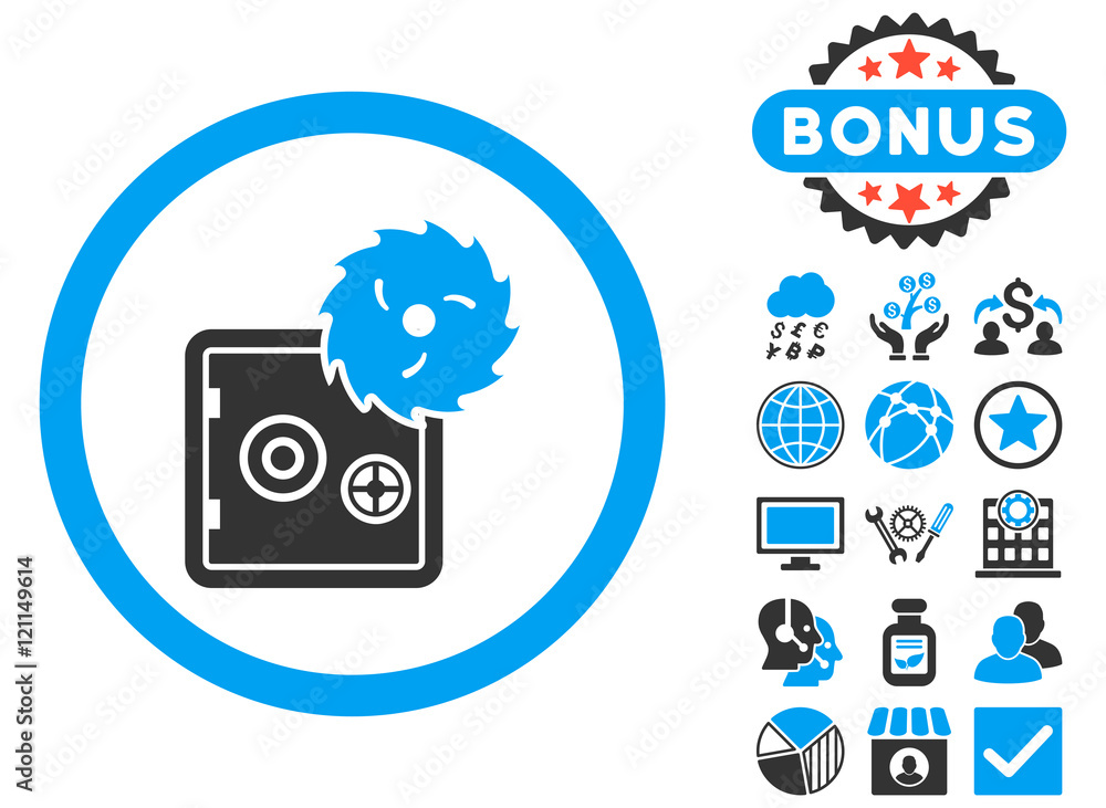Hacking Theft icon with bonus pictogram. Vector illustration style is ...
