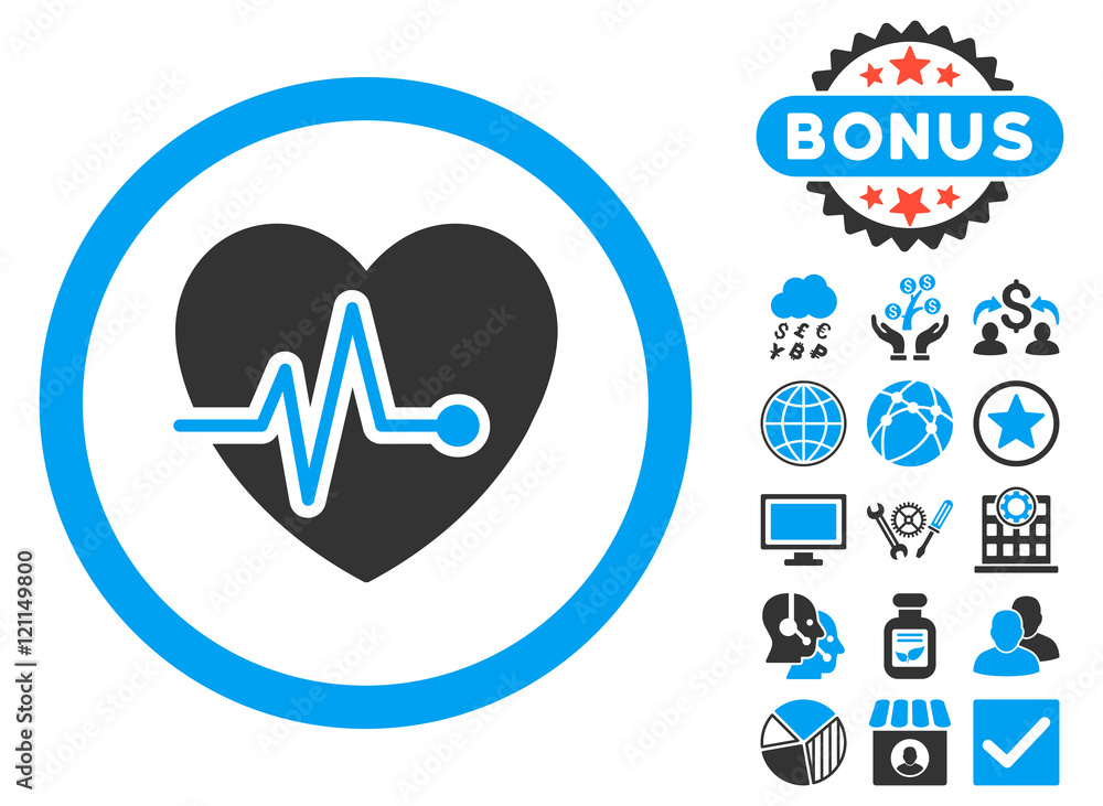 Heart Pulse icon with bonus design elements. Vector illustration style ...