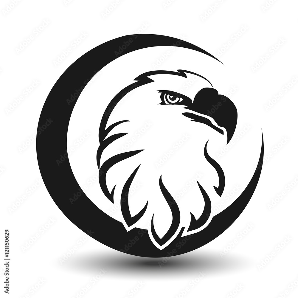 Vector rounded symbol of eagle, black sketch head Stock Vector | Adobe ...