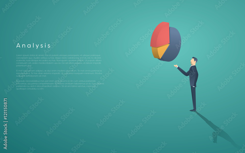 Business analysis presentation vector concept with businessman and pie ...