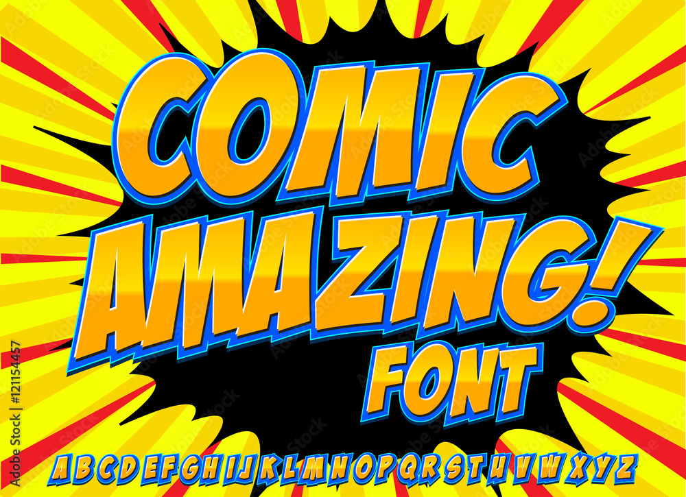 Comic alphabet set. Letters, numbers and figures for kids ...