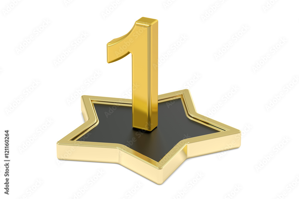 golden number 1 on star podium, 3D rendering Stock イラスト | Adobe Stock