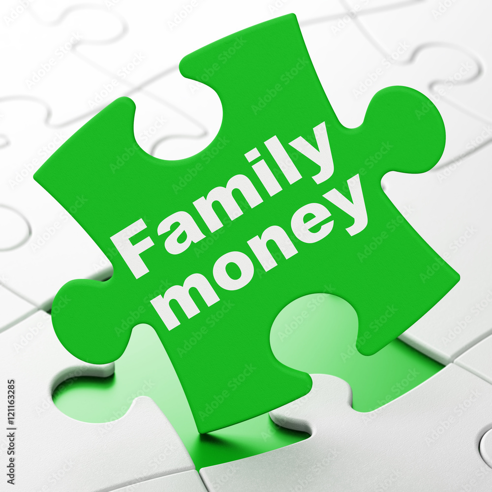 Money concept: Family Money on puzzle background Stock Illustration ...