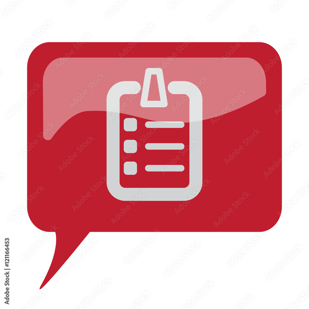 Red speech bubble with white Checklist icon on white background Stock ...