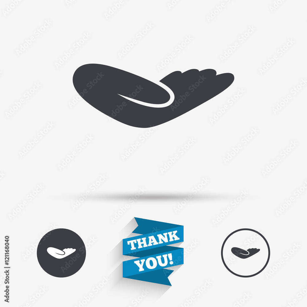 Donation hand sign icon. Charity or endowment. Stock Vector | Adobe Stock
