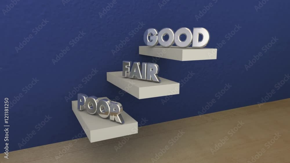 Poor Fair Good Great Grades Evaluation Steps 3d Animation Stock-Video ...