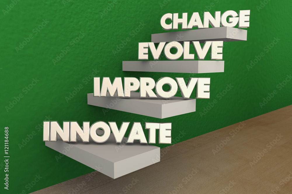 Innovate Improve Evolve Change Steps 3d Illustration Stock Illustration ...