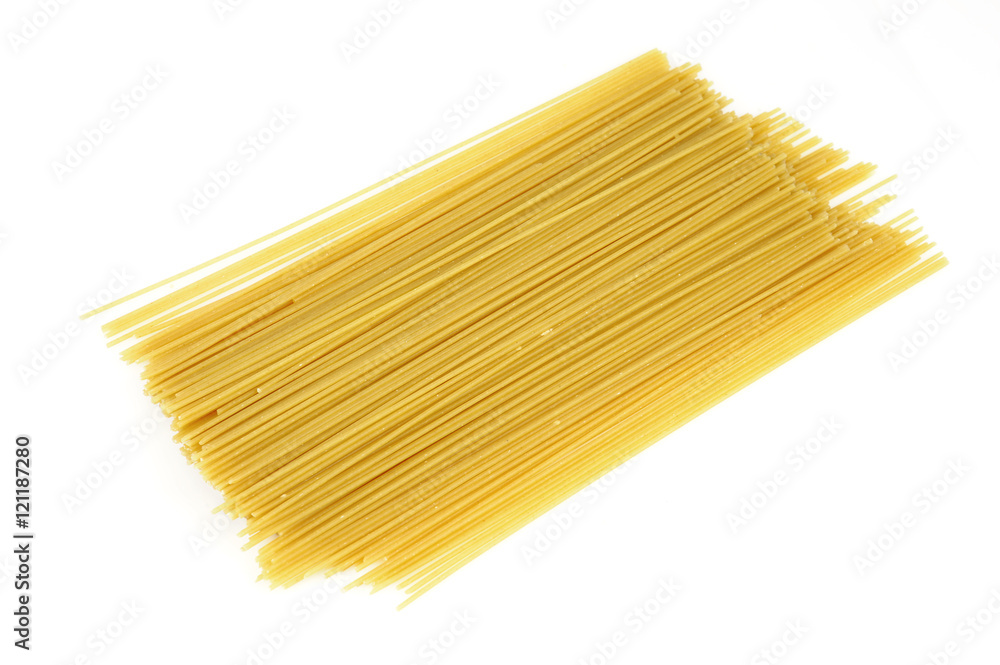 dry spaghetti on white background Stock Photo | Adobe Stock