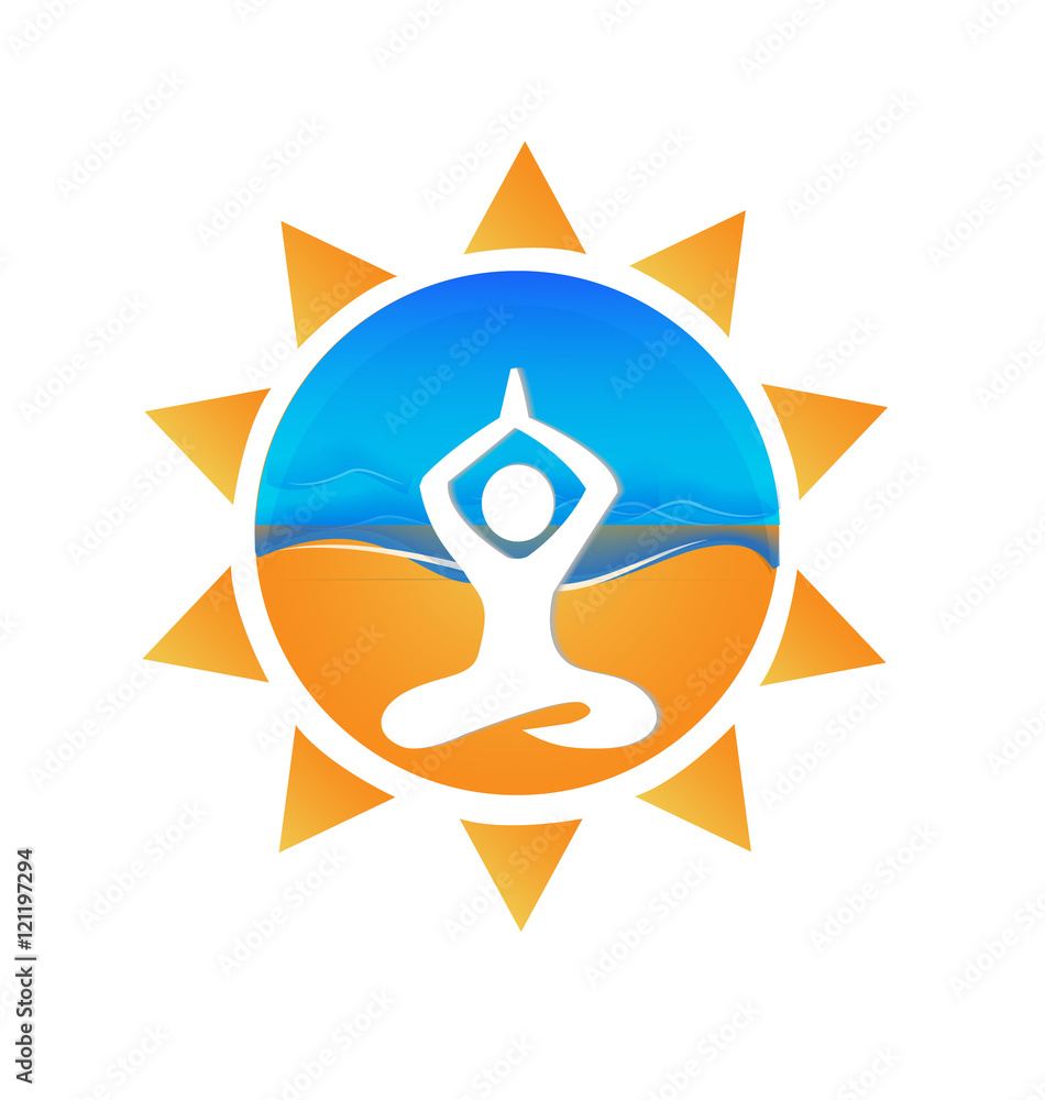 Yoga waves and sun symbol icon identity card logo vector Stock Vector ...