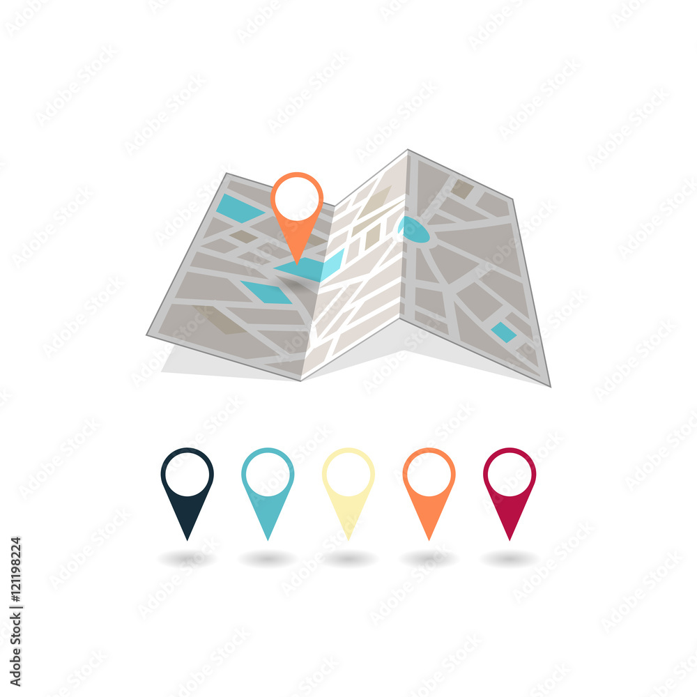 Vector Map Of The World And Map Navigation Icons On White Background Stock Vector Adobe Stock