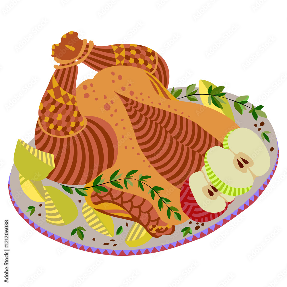 Roast chicken vector illustration Stock Vector | Adobe Stock
