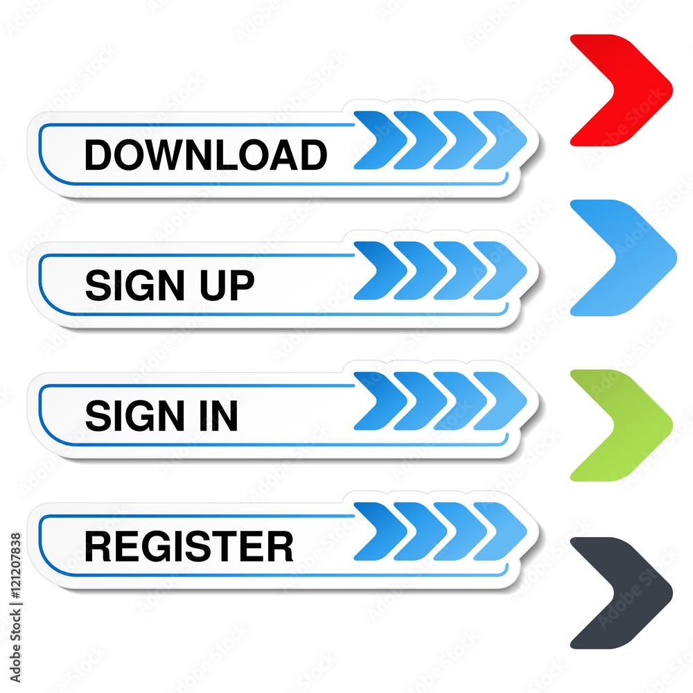 Vector buttons for website or app. Button - Sign Up, Sign In, Register ...