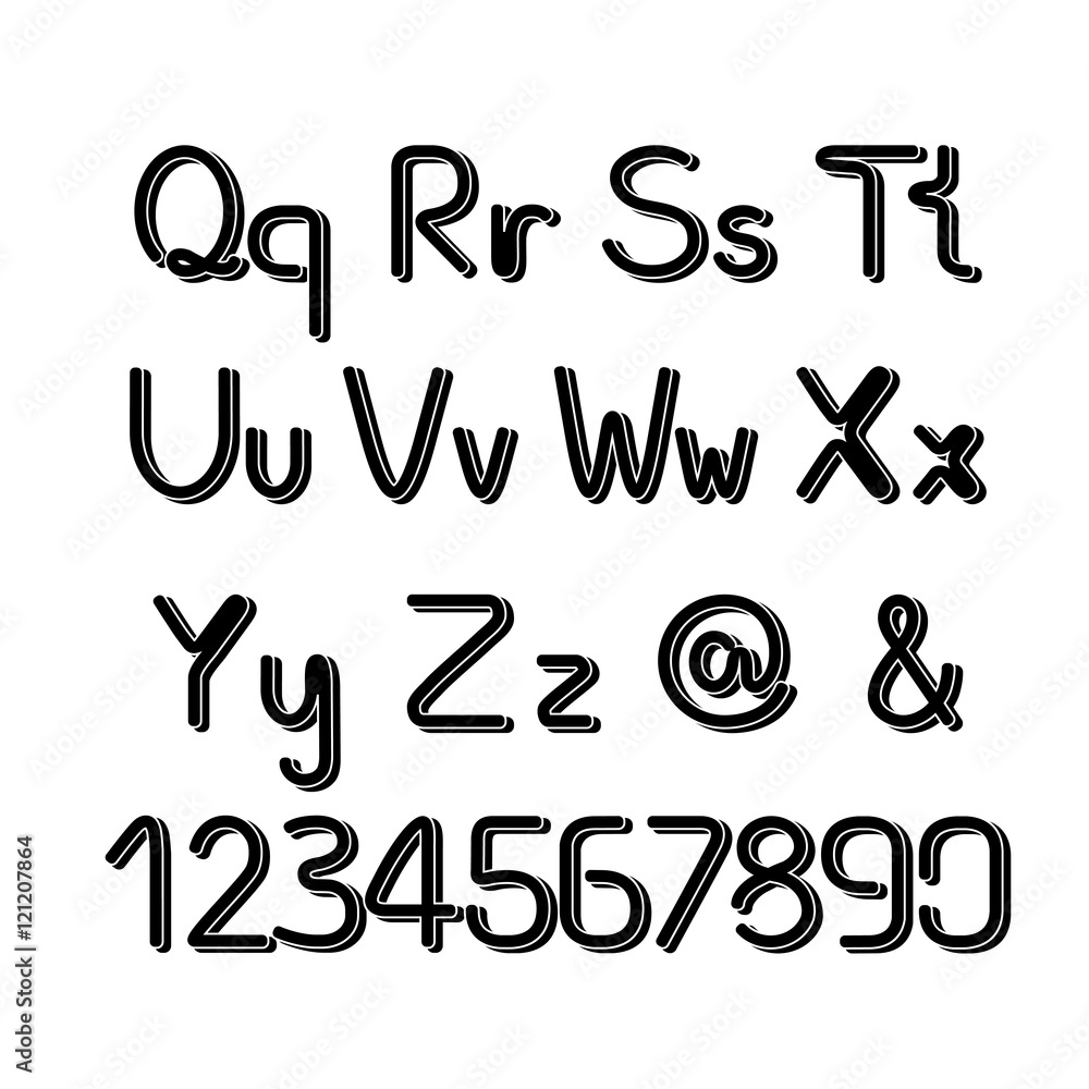 Vector 3D Black Font Alphabet Simple Capital And Small Letters Stock vector-3d-black-font-alphabet-simple-capital-and-small-letters-stock