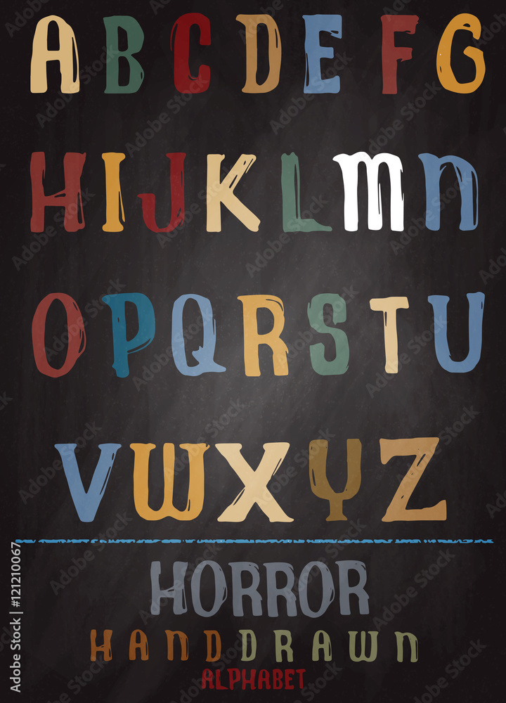 Vector alphabet. Hand drawn letters. Letters of the alphabet wri Stock ...