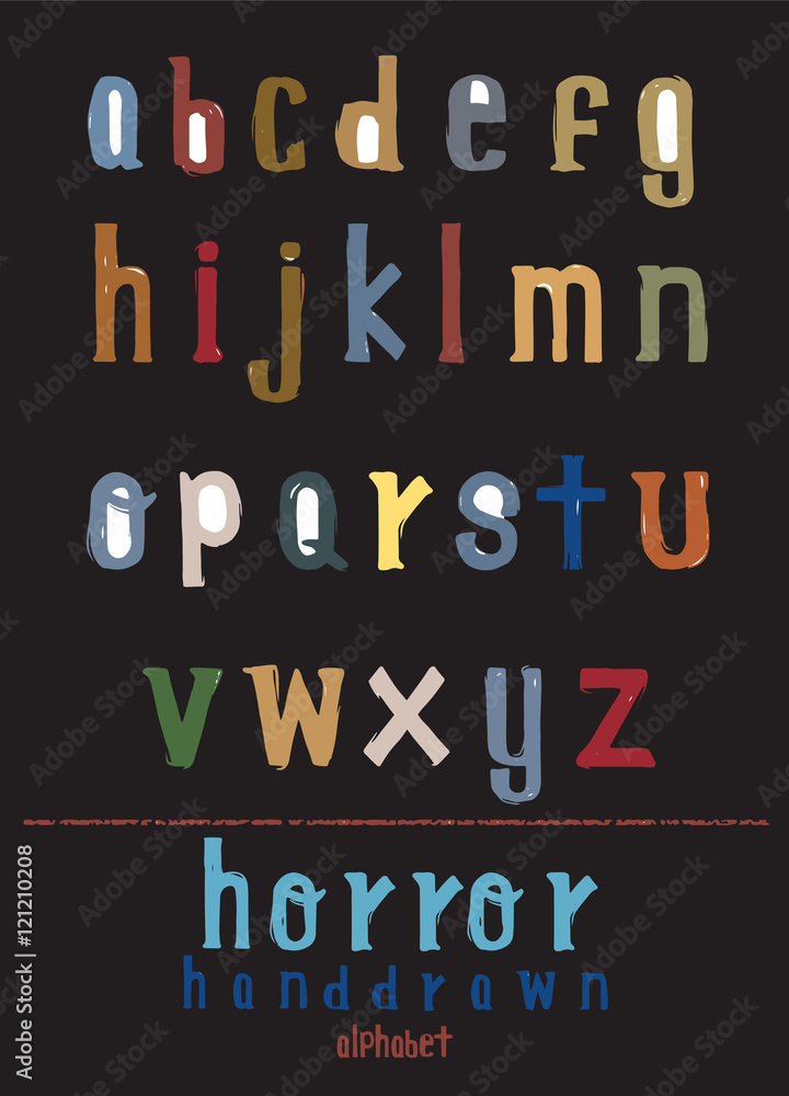 Vector alphabet. Hand drawn letters. Letters of the alphabet wri Stock ...