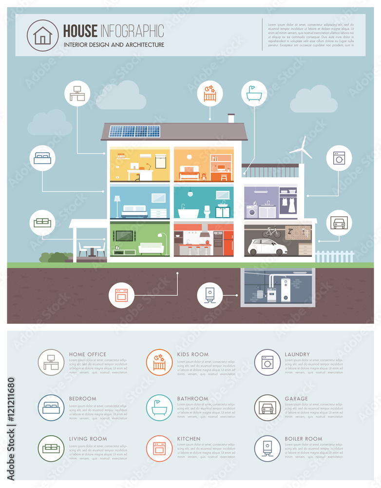Modern house infographic Stock Vector | Adobe Stock