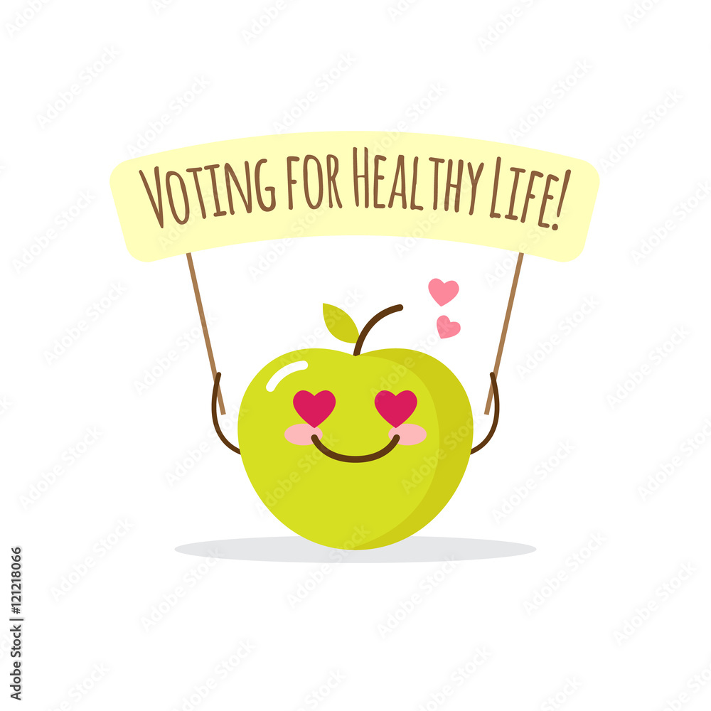 Vector cartoon green apple illustration with motivational phrase. Stock ... Vector cartoon green apple illustration with motivational phrase. Stock ...