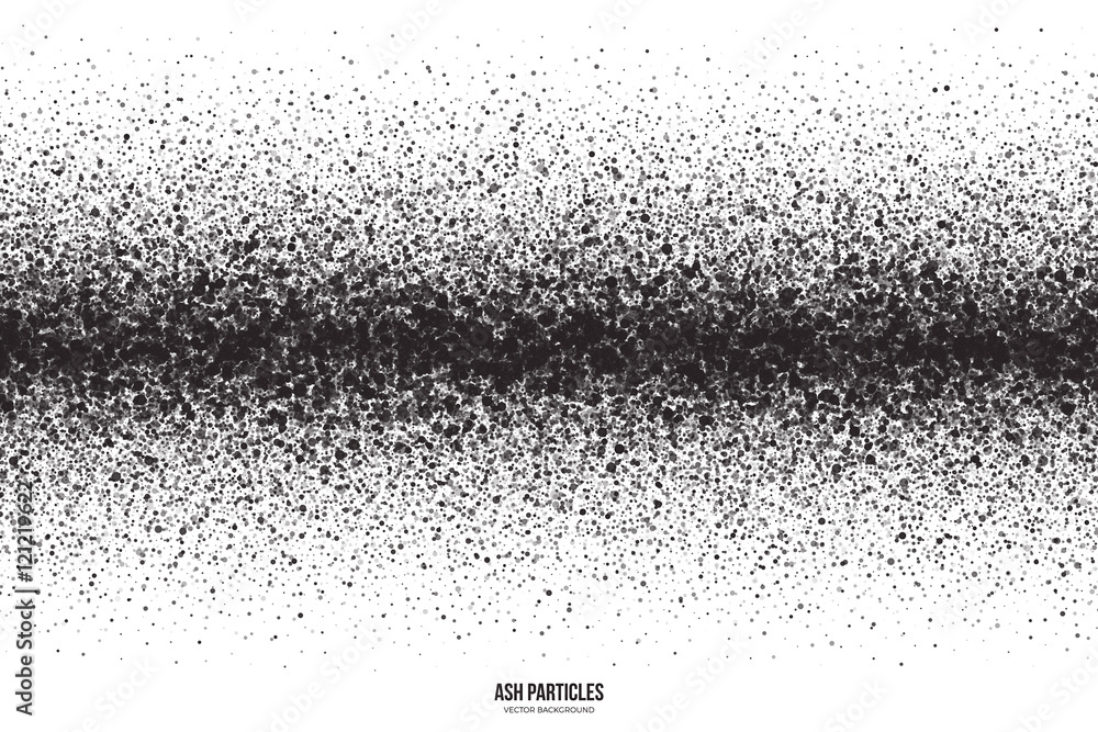 Abstract vector dark gray round ash particles on white background ...