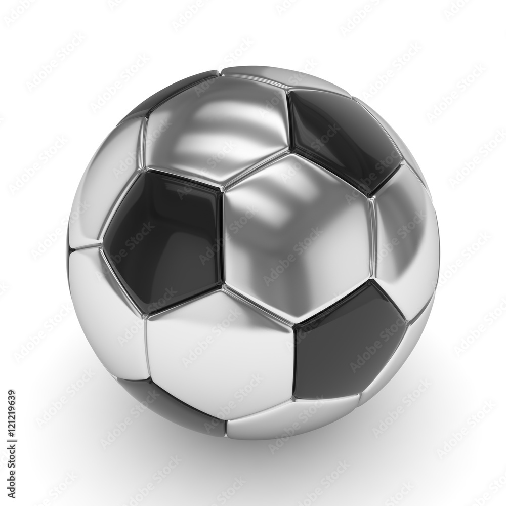 Silver soccer ball on white background. 3D rendering. Stock ...