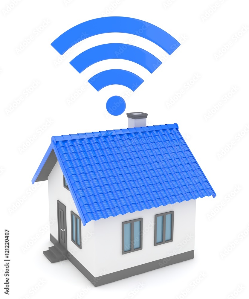 Wifi house on white background. Wireless technology. Internet, phone ...