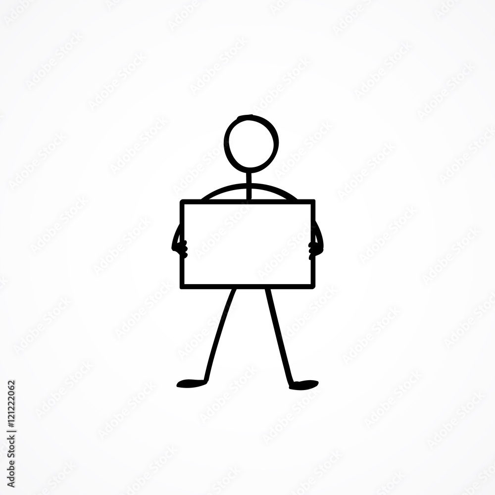 Stick figure with a sign plate Stock Vector | Adobe Stock