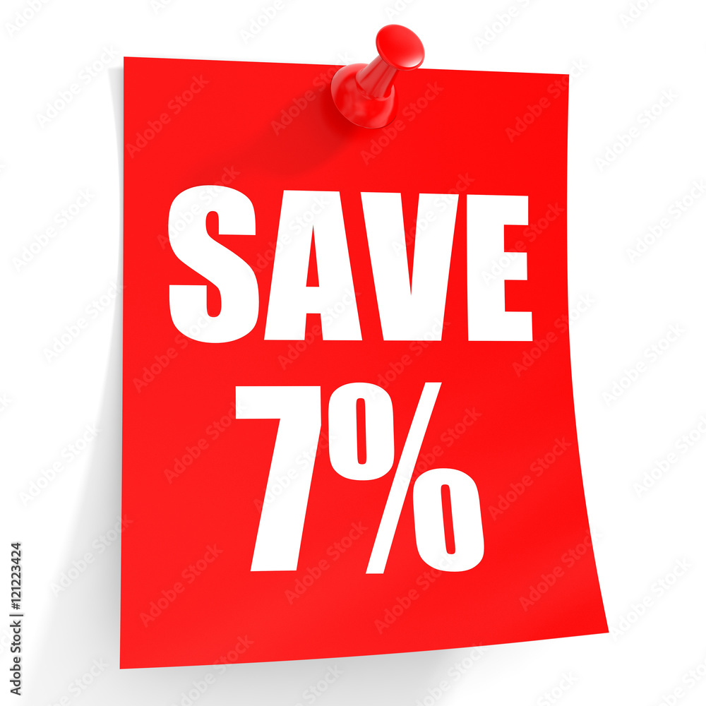Discount 7 percent off. 3D illustration on white background. Stock ...
