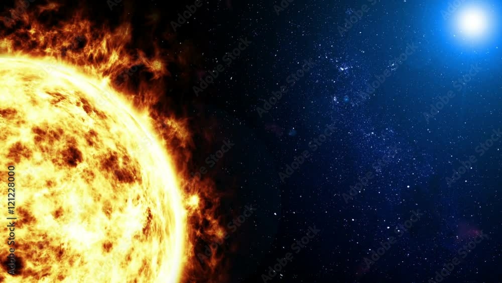 Space, burning crown sun. Energy of sun concept. Cosmic background ...