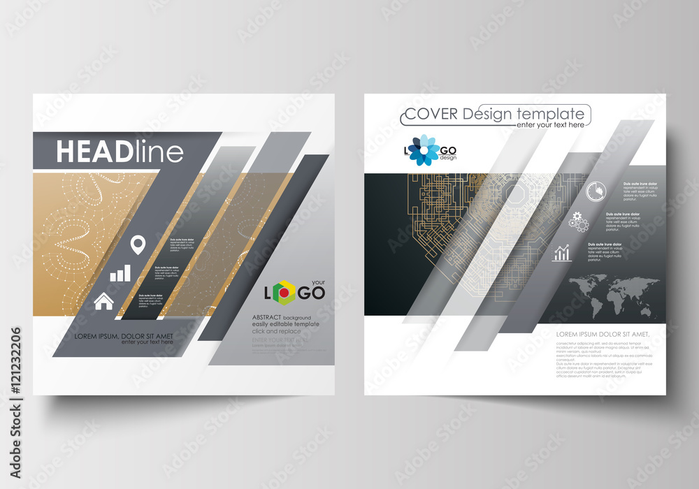 Template for square design brochure, magazine, flyer. Leaflet cover ...