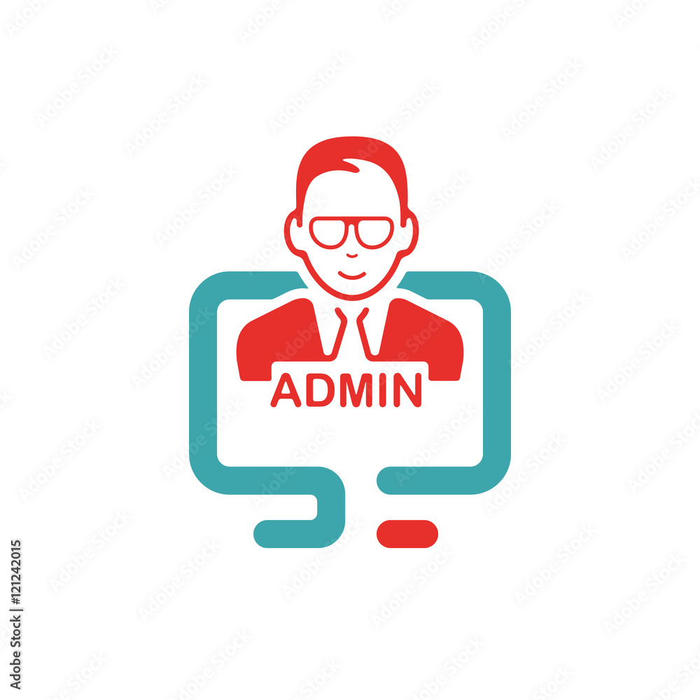 Red admin sign on pc laptop vector illustration. Stock Vector | Adobe Stock