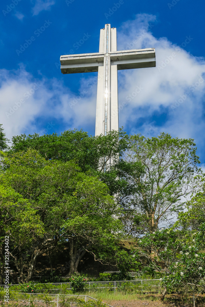 Christian (Catholic) Cross on Mount Samat, Bataan - Philippines Stock ...