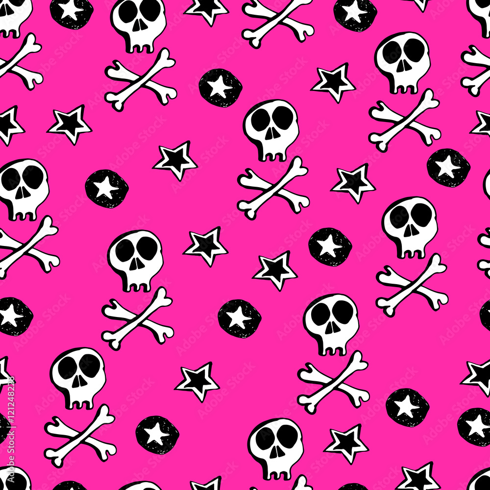 Pink Skulls And Stars