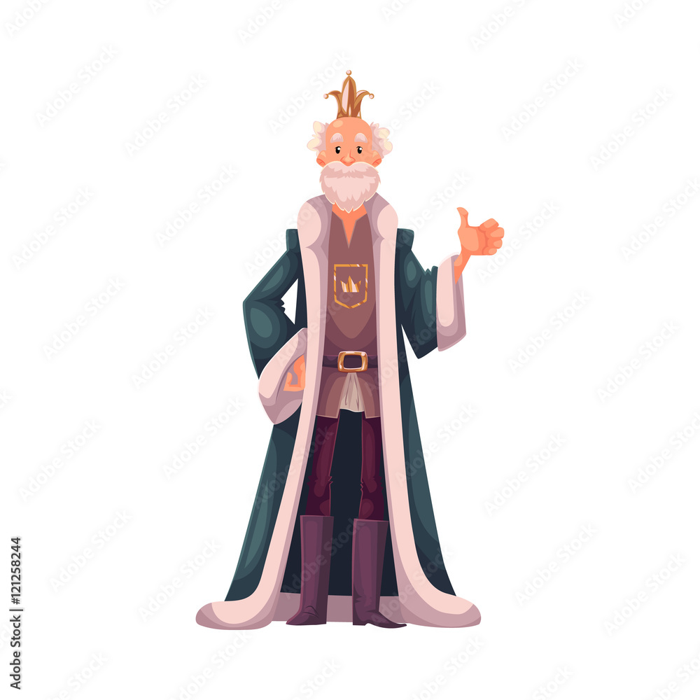 king wearing crowns and mantles, cartoon vector illustration isolated ...