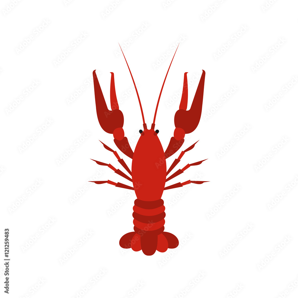Crayfish icon in flat style on a white background vector illustration ...