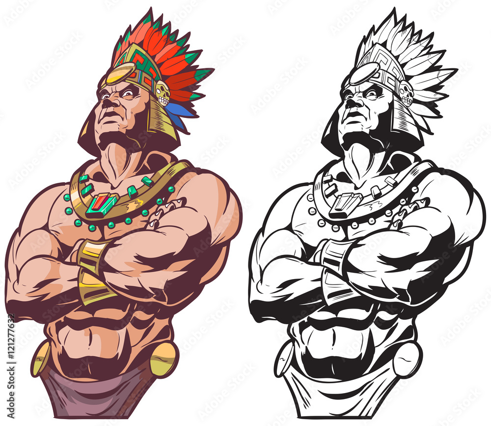 Inca or Mayan or Aztec Warrior or Chief Vector Mascot Stock Vector ...