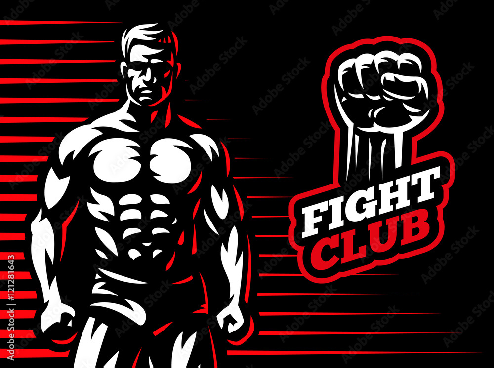 Fighter emblem illustration on dark background Stock Vector | Adobe Stock