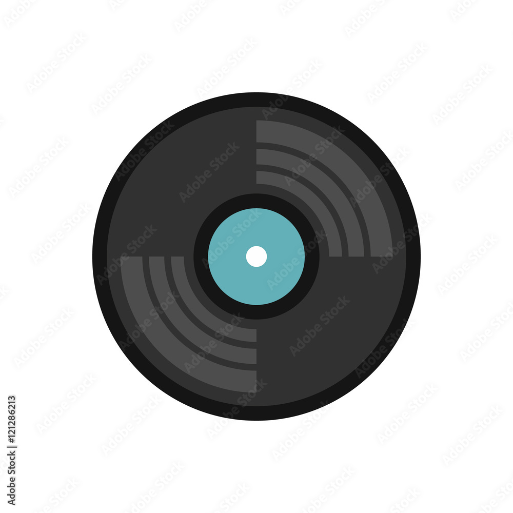 Vinyl record icon in flat style isolated on white background. Music ...