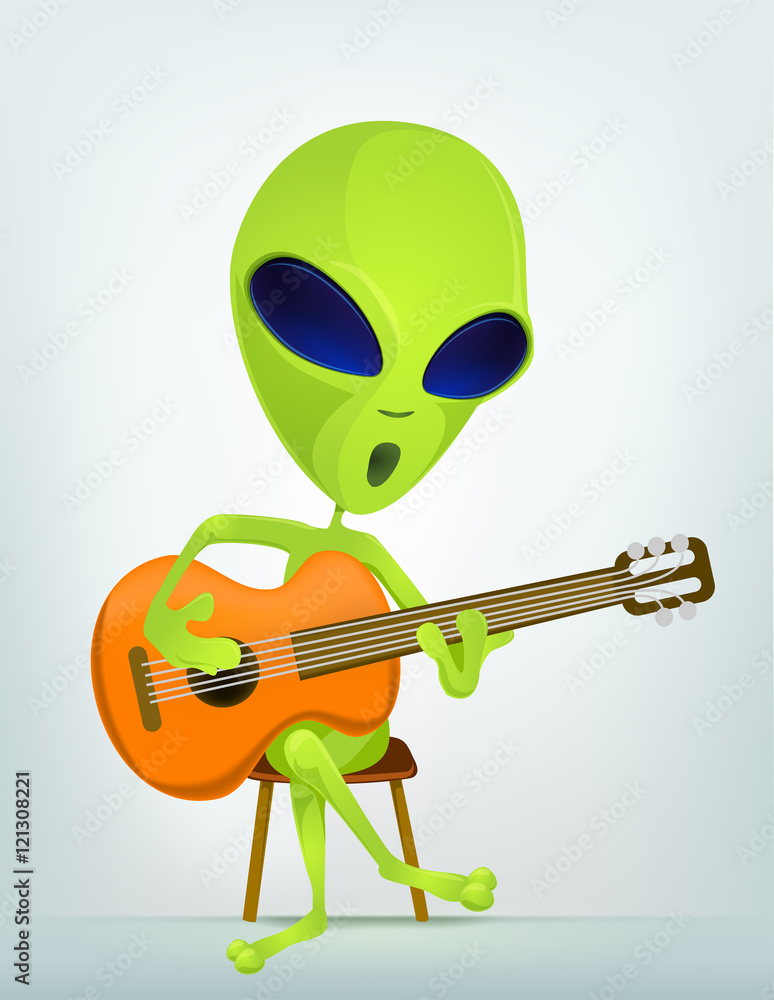Funny Alien Cartoon Illustration Stock Illustration | Adobe Stock