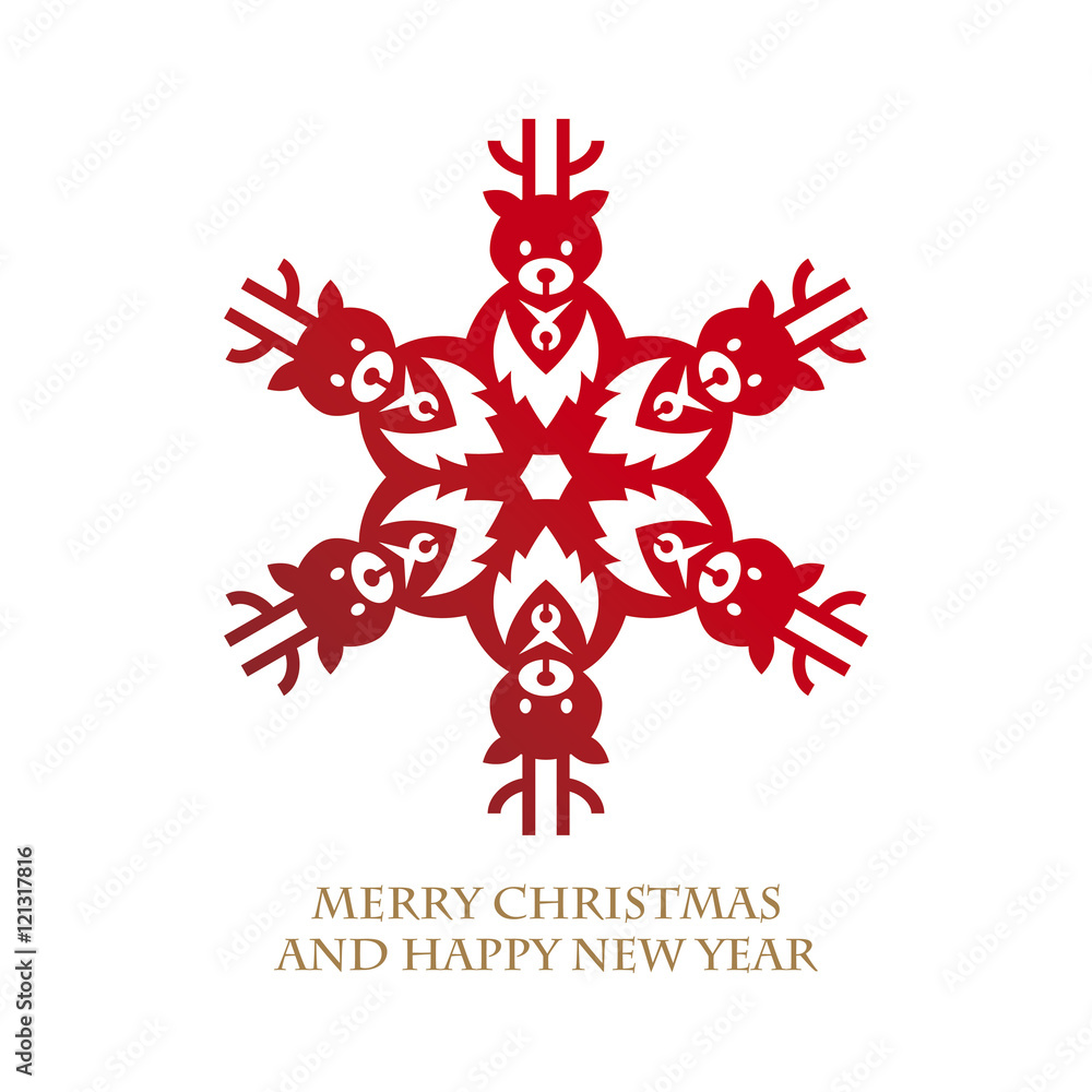Design of Reindeer shaped snowflake Stock Vector | Adobe Stock